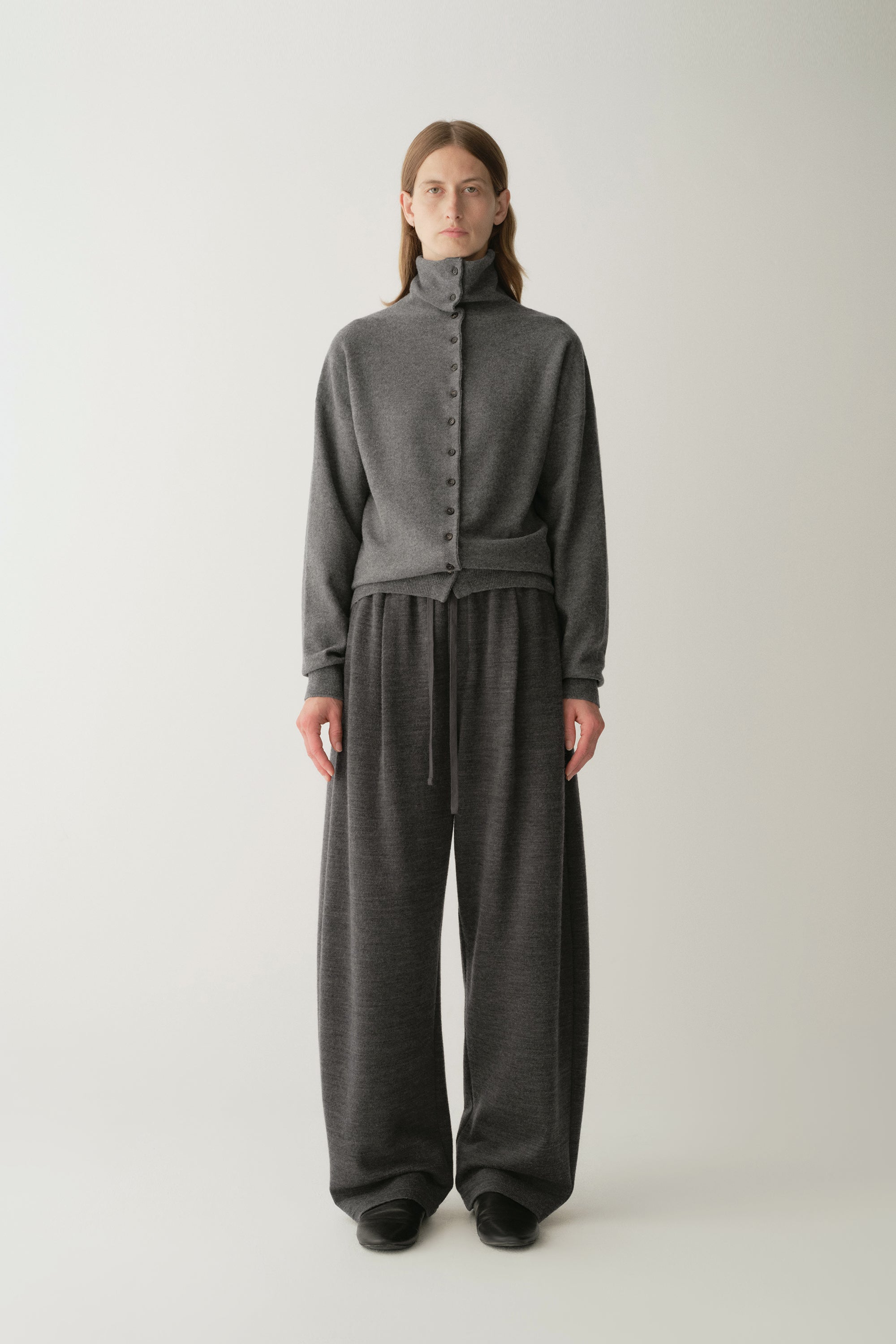 Elastic-waist Wool Knit Pants